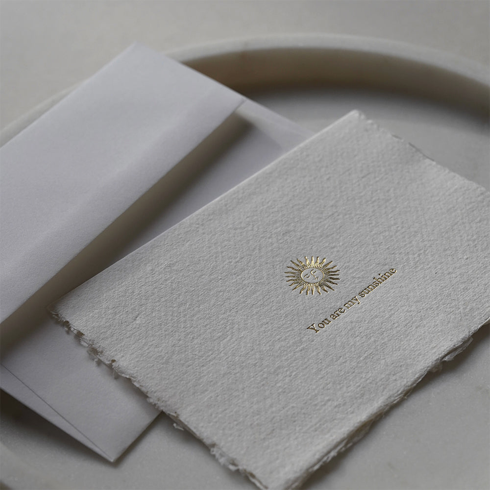 You are my sunshine - Gold Sun Deckle Edge Greeting Card – Sleepy Bee Studio